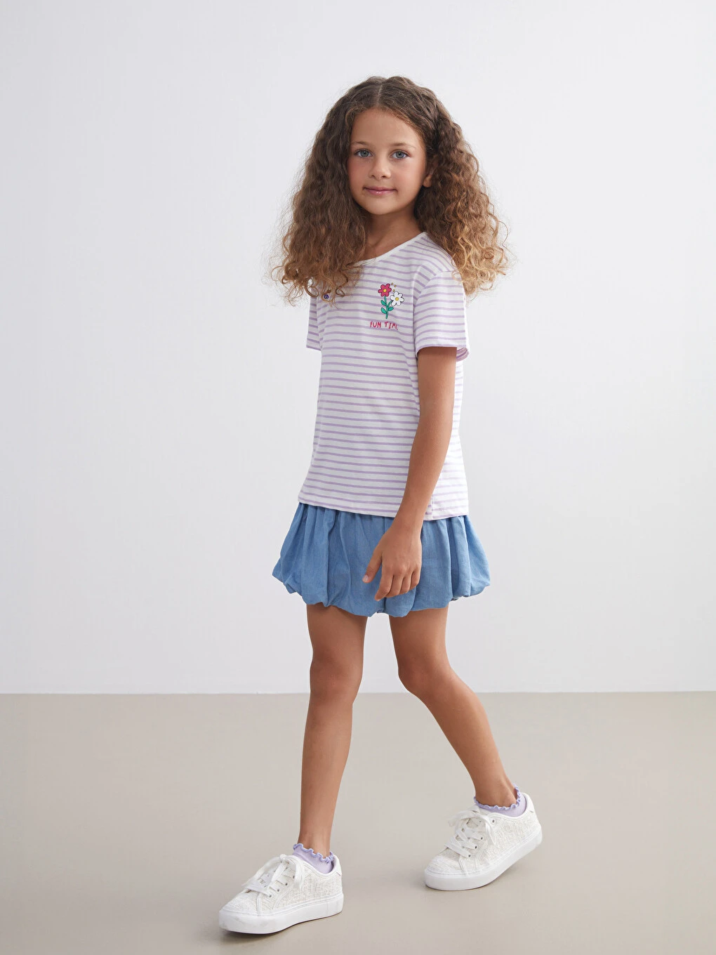 LCW Kids Prugasta Majica Za Devojčice Sa Okruglim Izrezom