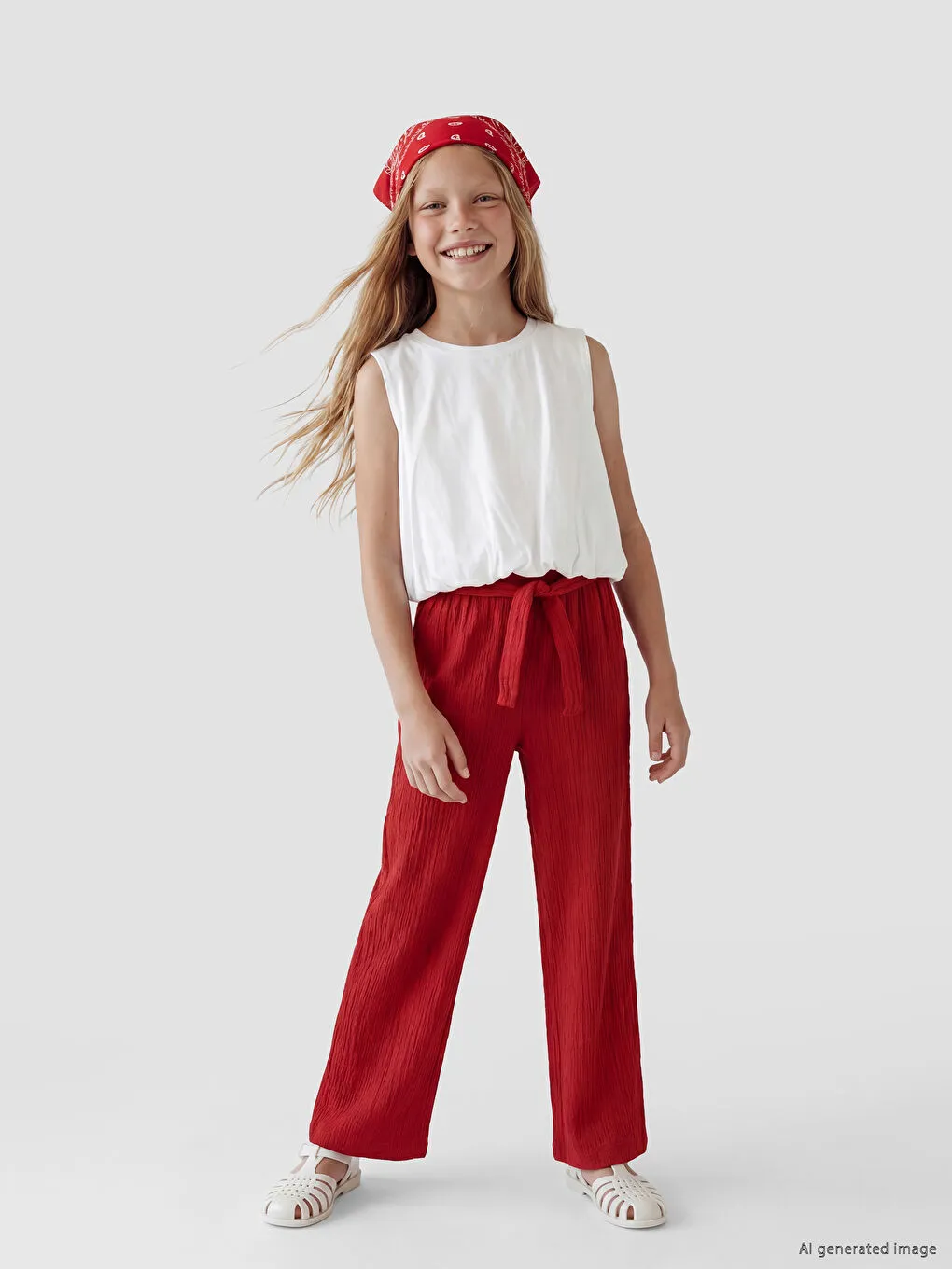 LCW Kids Teksturirane Široke Pantalone Za Devojčice