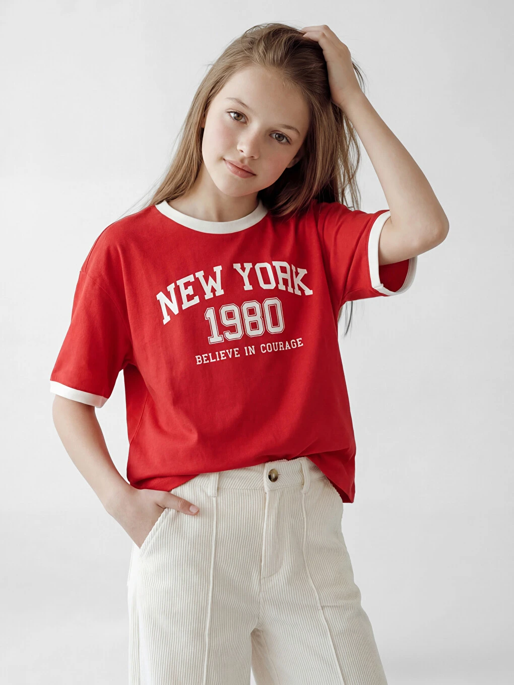 LCW Kids Majica Sa Okruglim Izrezom New York Štampana Za Devojčice