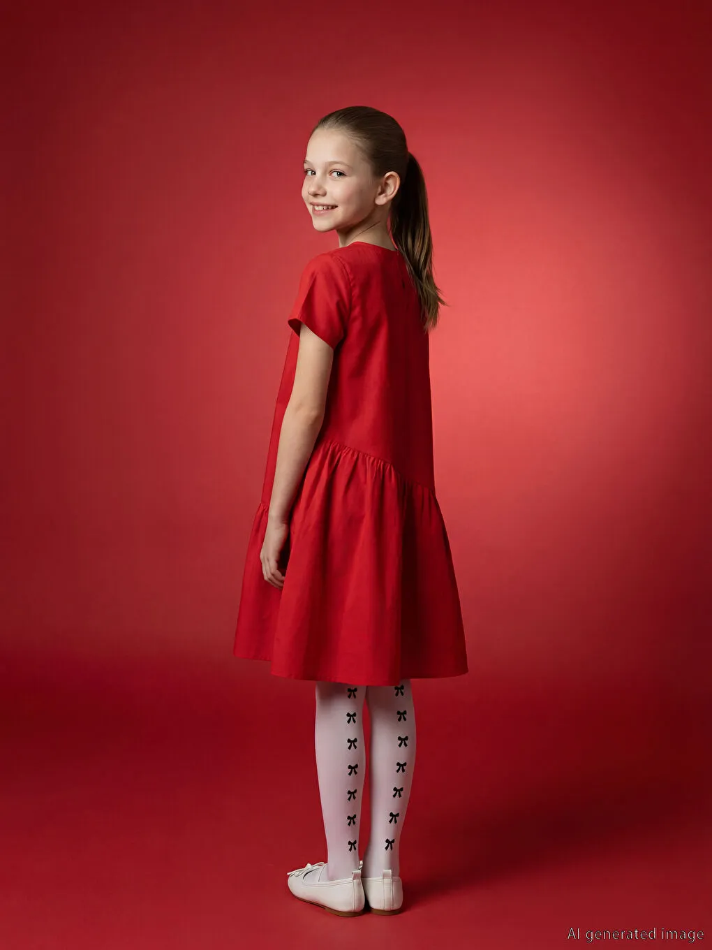 LCW Kids Haljina Za Devojčice Sa Okruglim Izrezom I Detaljem Mašne