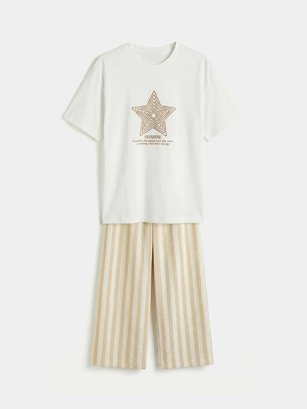 LCW Kids Majica Sa Okruglim Izrezom I Printom Za Devojčice I Pantalone