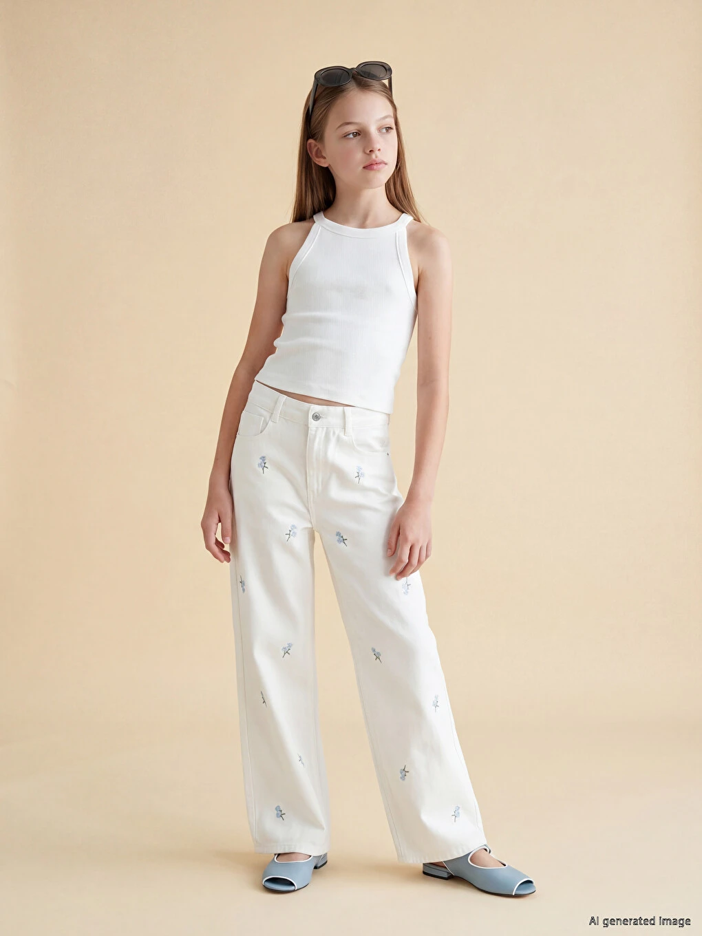 LCW Kids Široke Vezenе Pantalone Za Devojčice