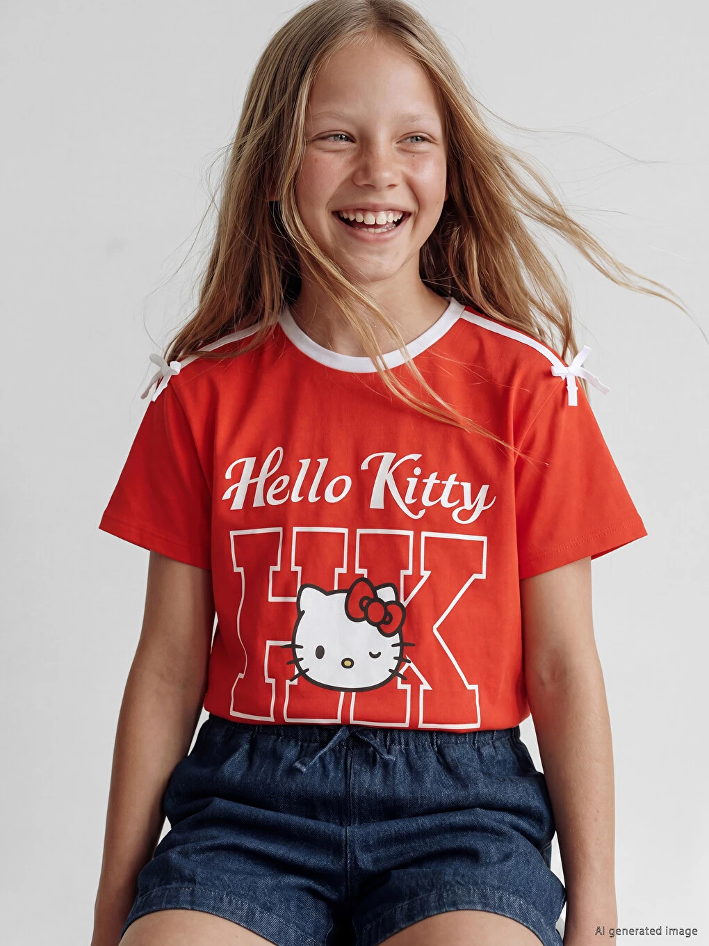 LCW Kids Majica Kratkih Rukava Sa Okruglim Izrezom Hello Kitty Za Devojčice Sa Štampom