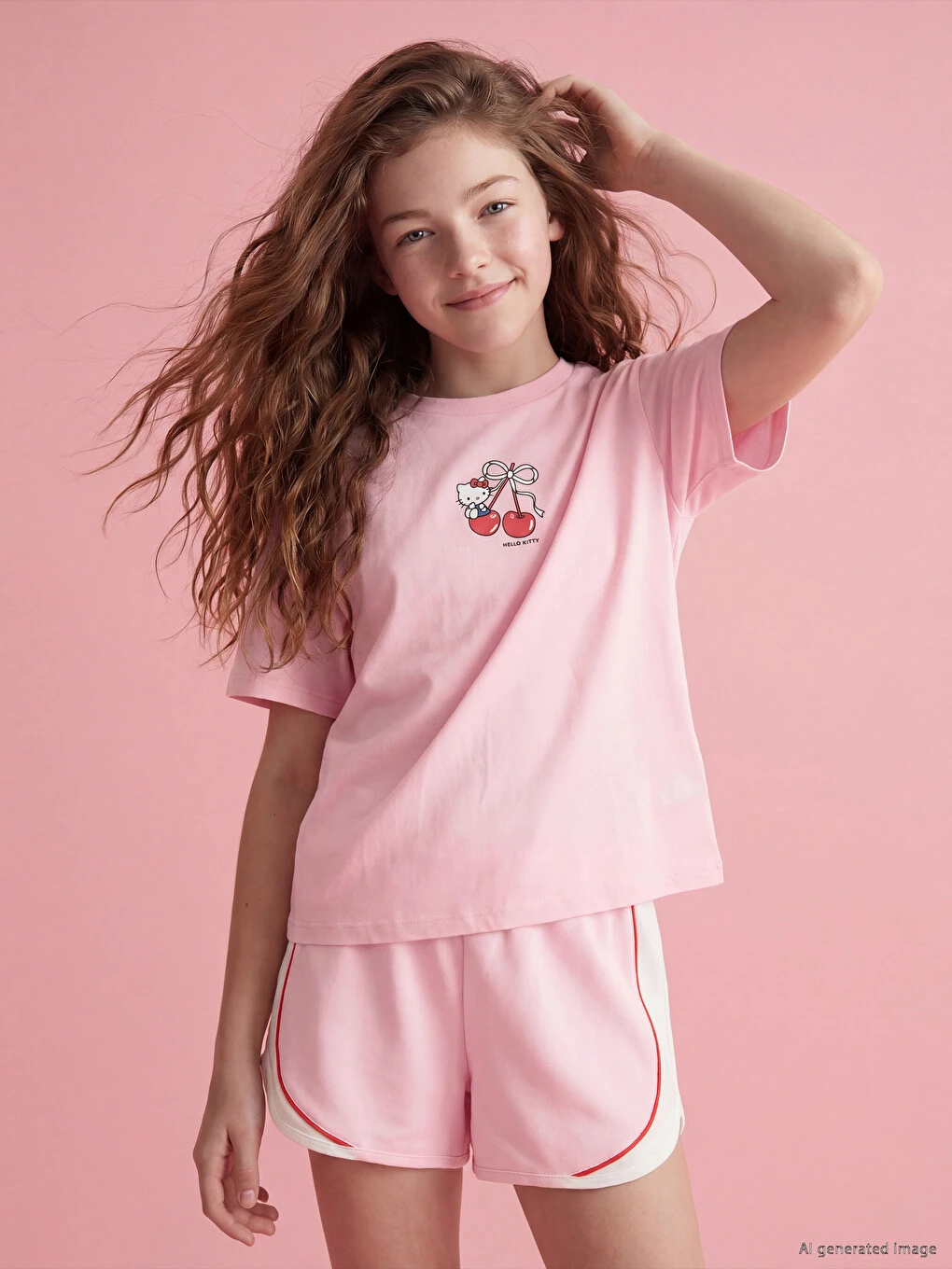LCW Kids Hello Kitty Štampani Šorts Komplet Za Devojčice