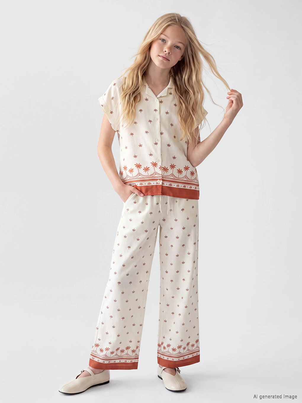 LCW Kids Pantalone Širokog Kroja Sa Dezenom Za Devojčice