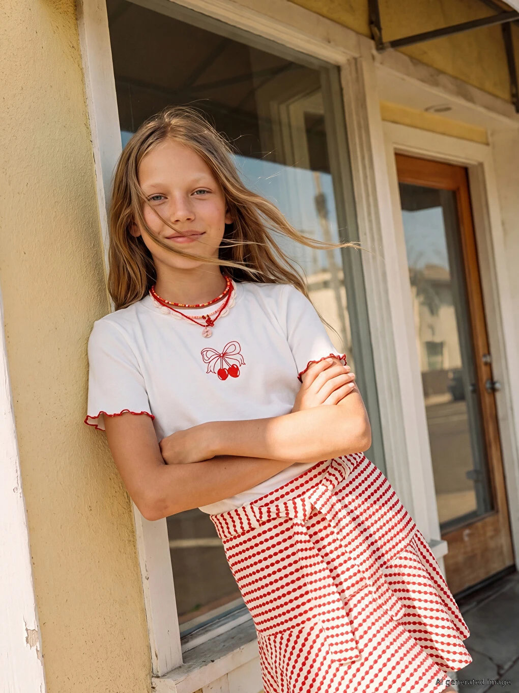 LCW Kids Vezeni Rebrasti Komplet Majica I Suknja Za Devojčice