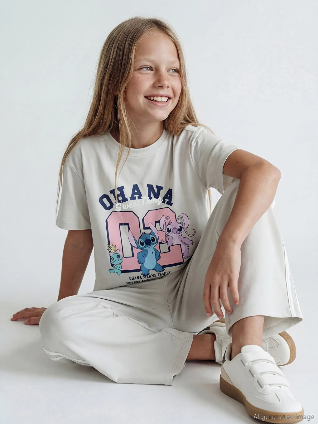 LCW Kids Stitch I Angel Štampana Majica I Trenerke Za Devojčice