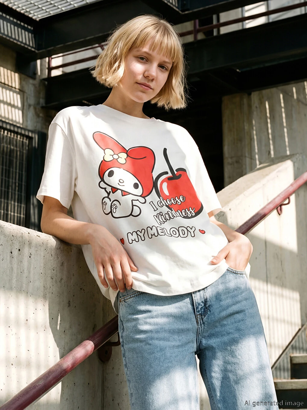 LCW Kids Majica Sa Okruglim Izrezom My Melody Sa Štampom Za Devojčice