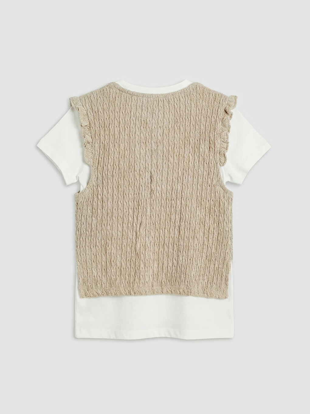 LCW Kids Majica Sa Okruglim Izrezom I Naborima Za Devojčice