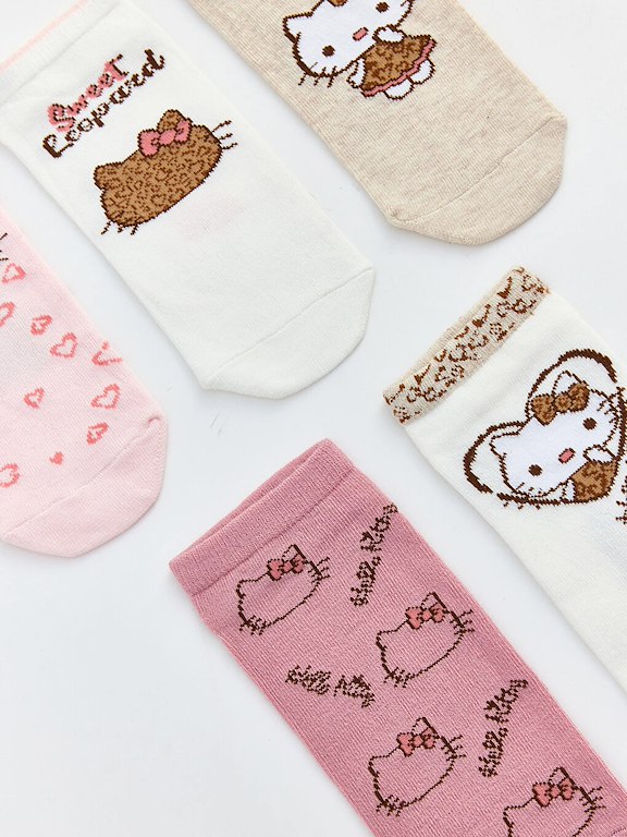 LCW Kids Hello Kitty Dečije Sportske Čarape Sa Printom, Pakovanje Od 5 Komada