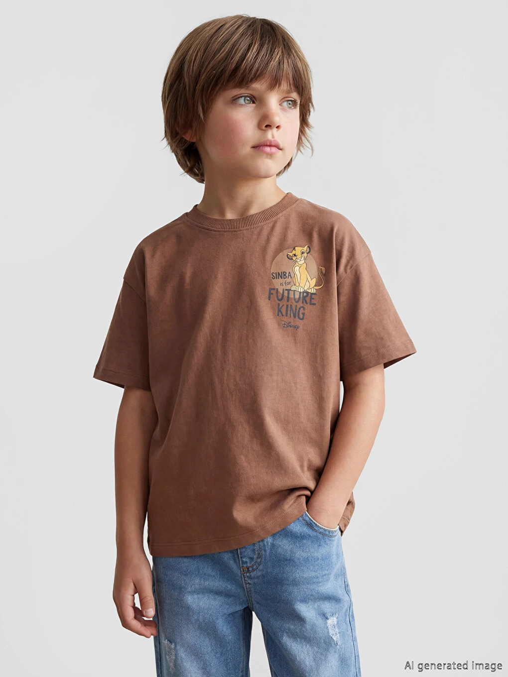LCW Kids Majica Sa Okruglim Izrezom Kralj Lavova Štampana Za Dečake