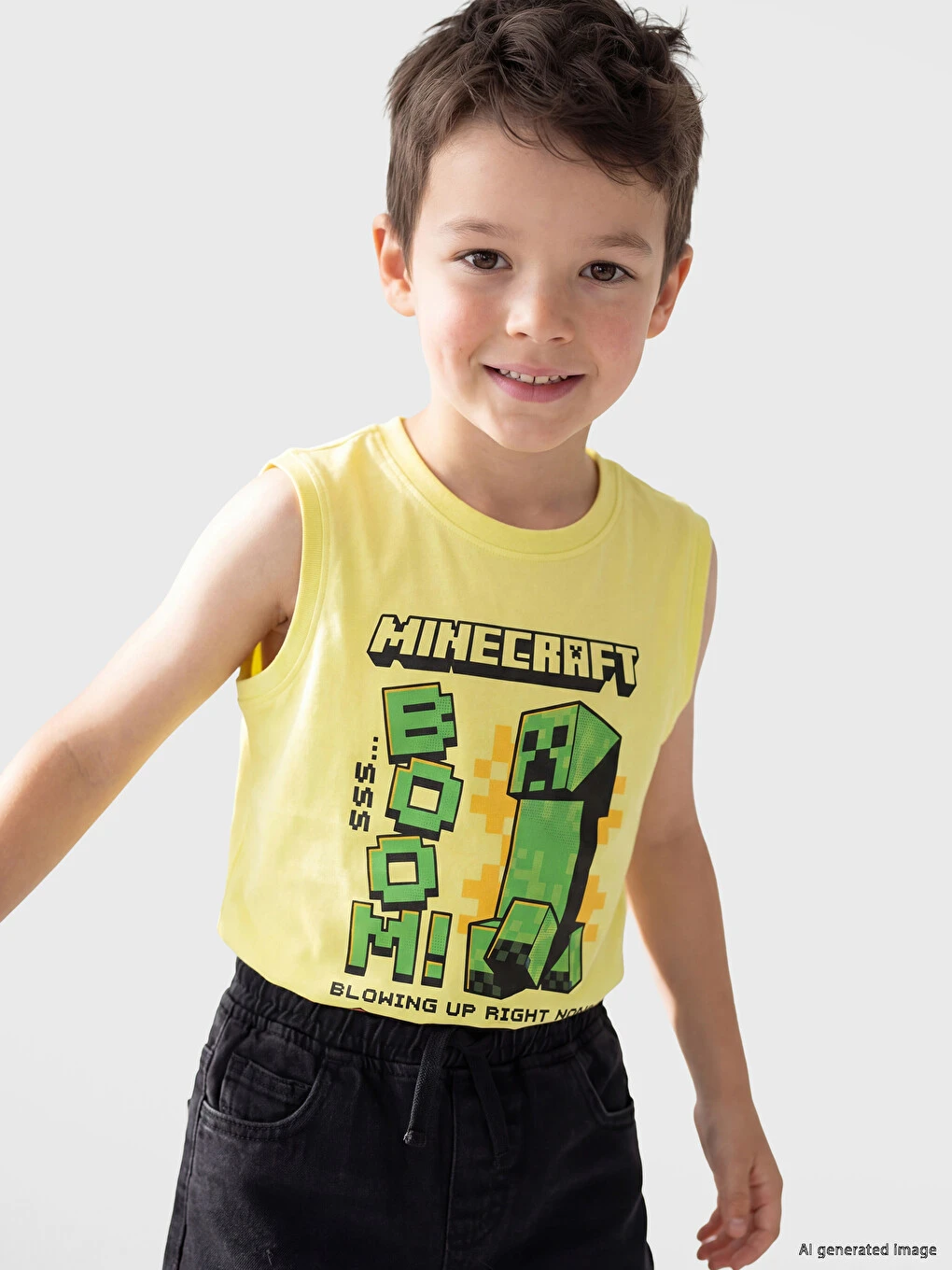 LCW Kids Minecraft Štampana Dečija Majica Bez Rukava