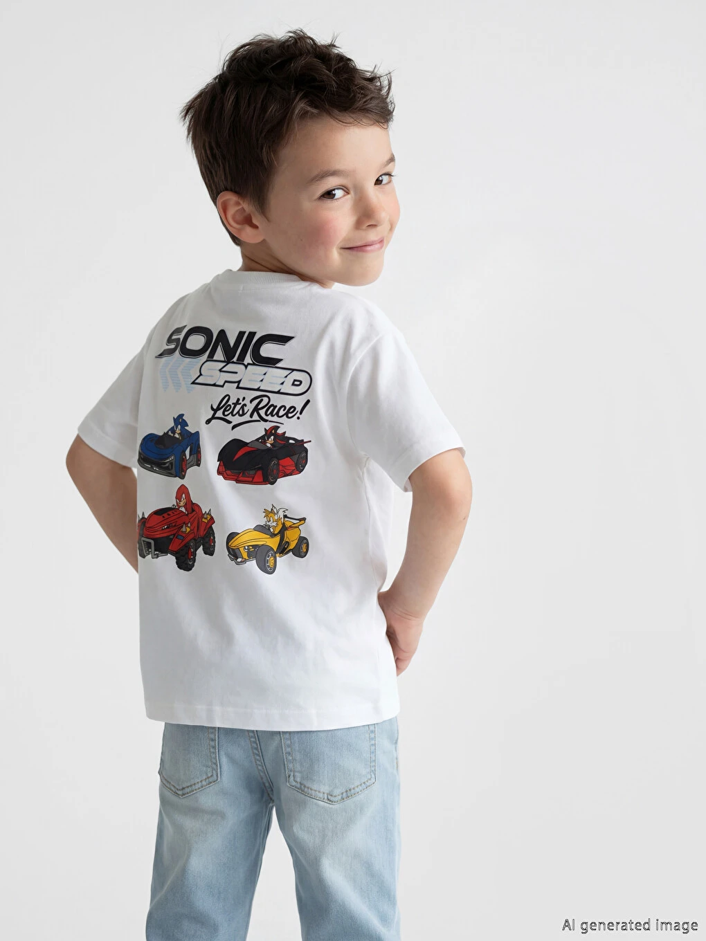 LCW Kids Dečačka Majica Sa Okruglim Izrezom, Licencirana Sonic