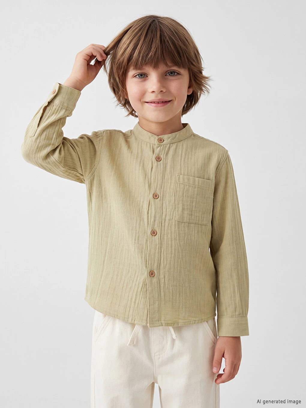 LCW Kids Dečiji Komplet Košulja Sa Dedinom Kragnom I Pantalone