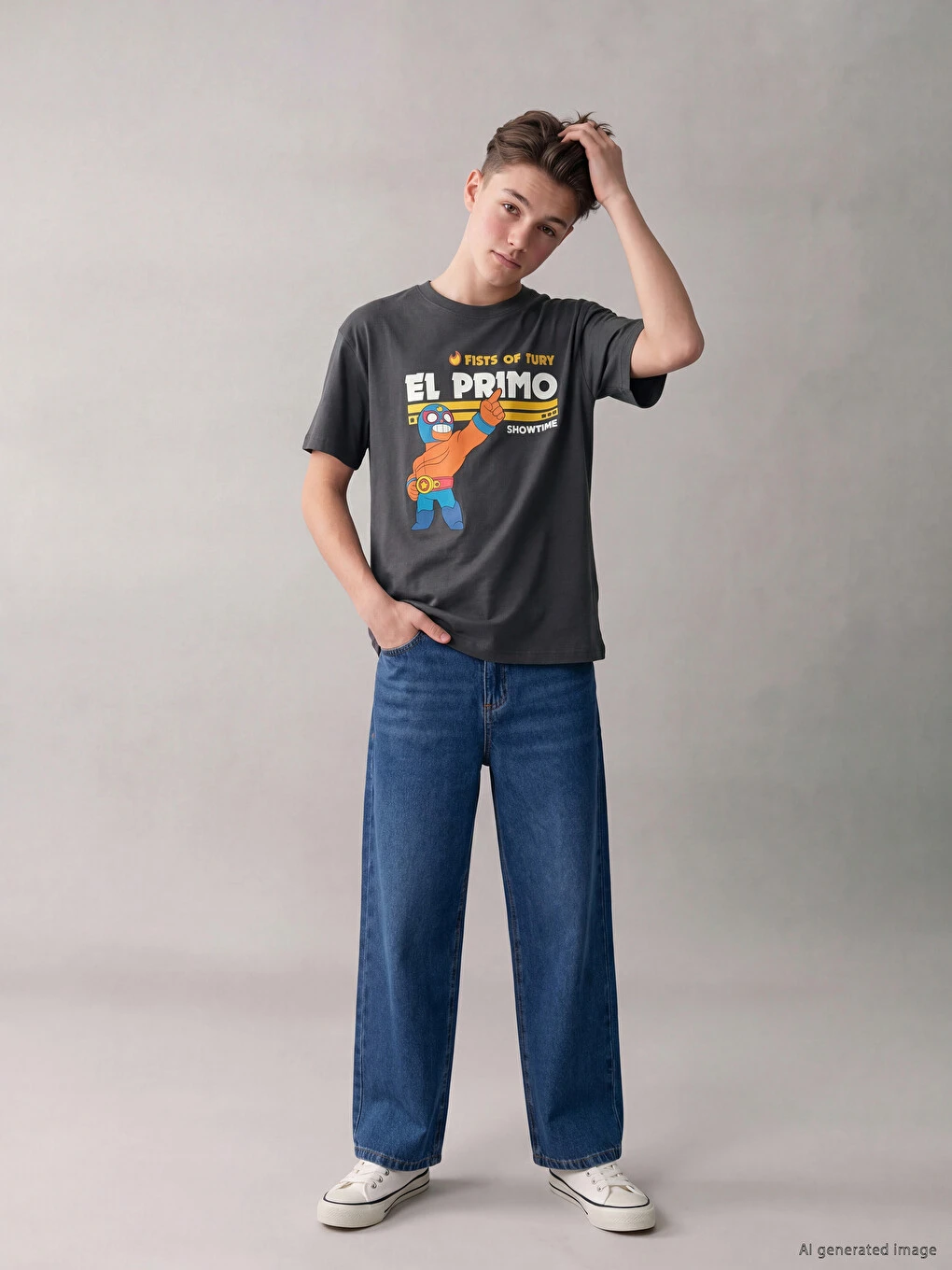 LCW Kids Dečija Majica Sa Okruglim Izrezom Brawl Stars Štampom