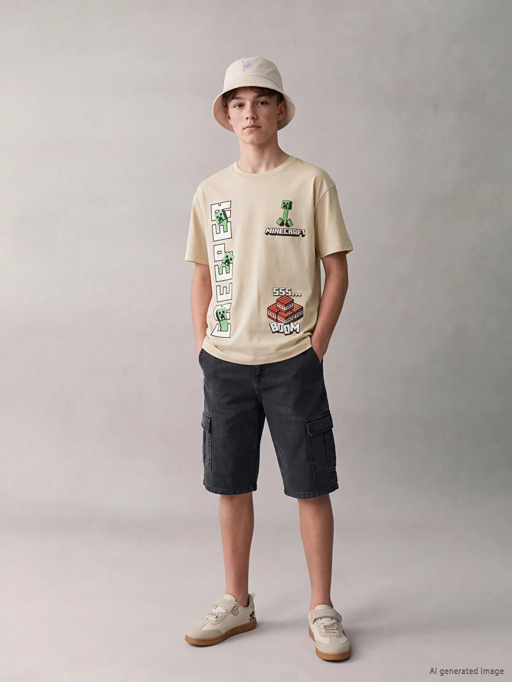 LCW Kids Dečija Majica Sa Okruglim Izrezom Minecraft Štampom