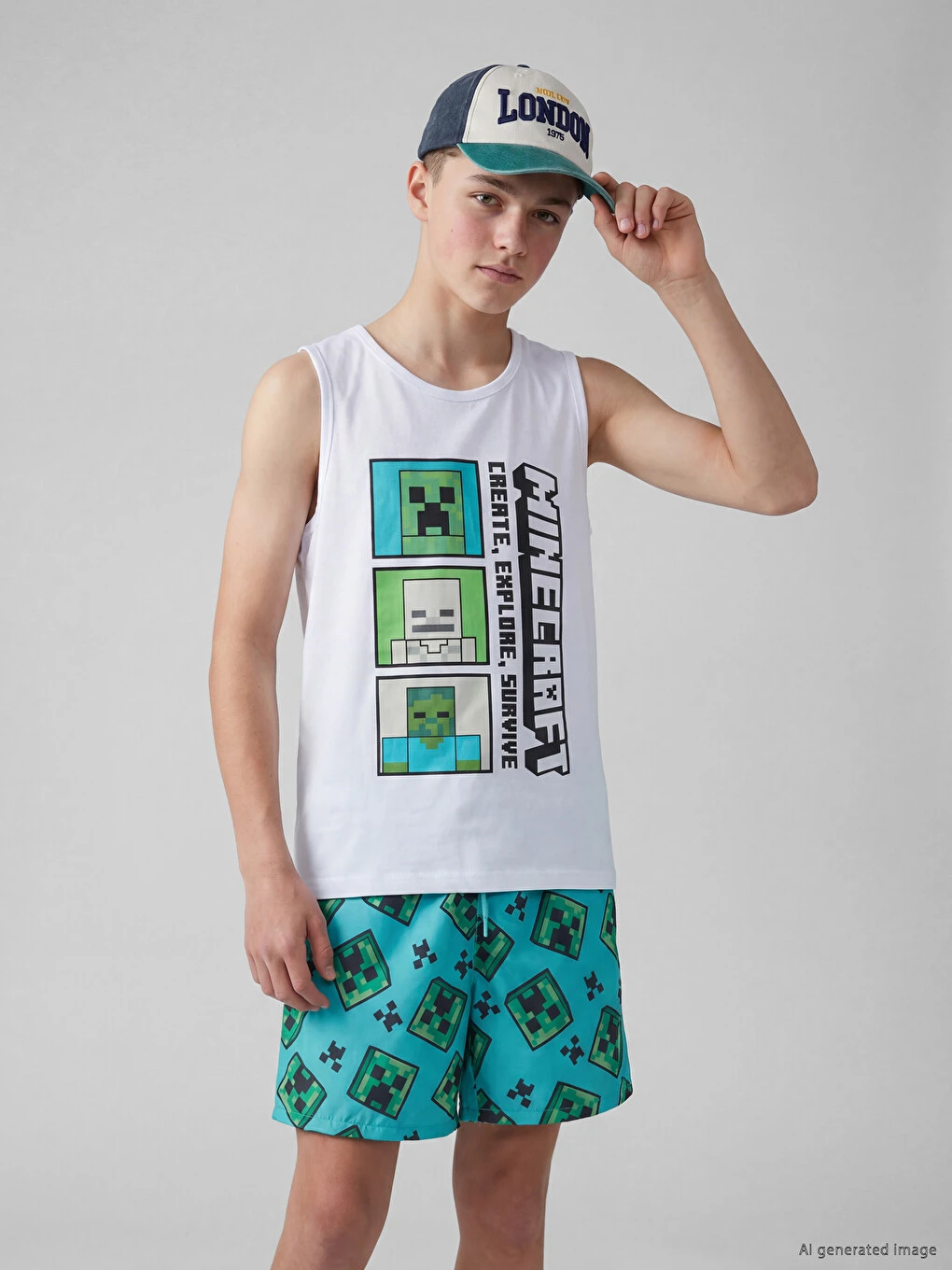 LCW Kids Minecraft Štampani Dečiji Komplet Za Plivanje