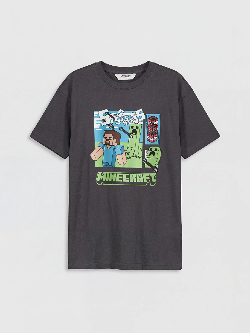 LCW Kids Minecraft Štampana Majica Za Dečake Sa Okruglim Izrezom