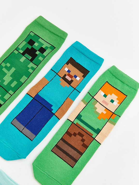 LCW Kids Minecraft Šarene Dečije Čarape Do Gležnja, Pakovanje Od 5 Komada
