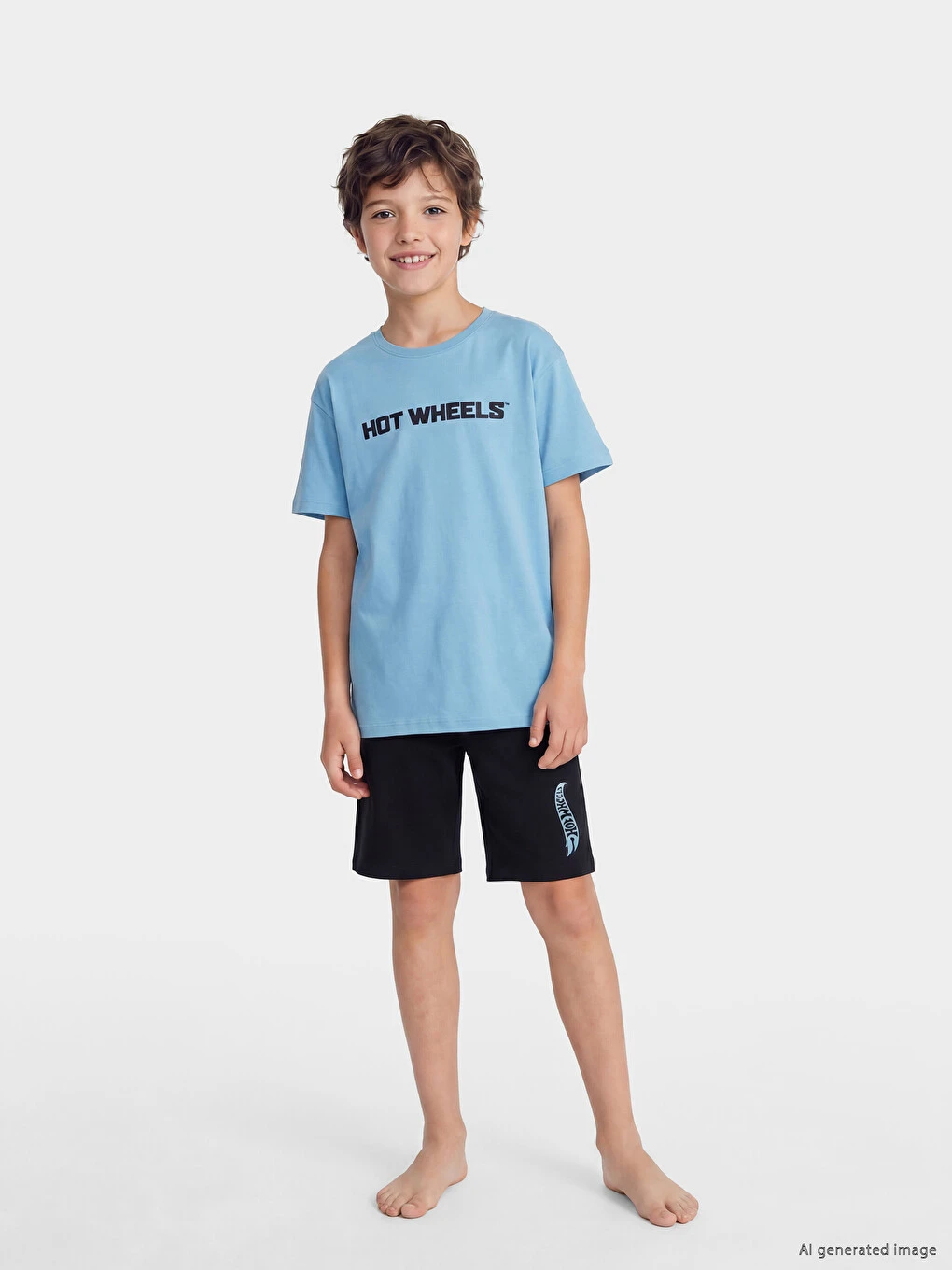 LCW Kids Dečiji Hot Wheels Štampani Kratki Pidžama Komplet