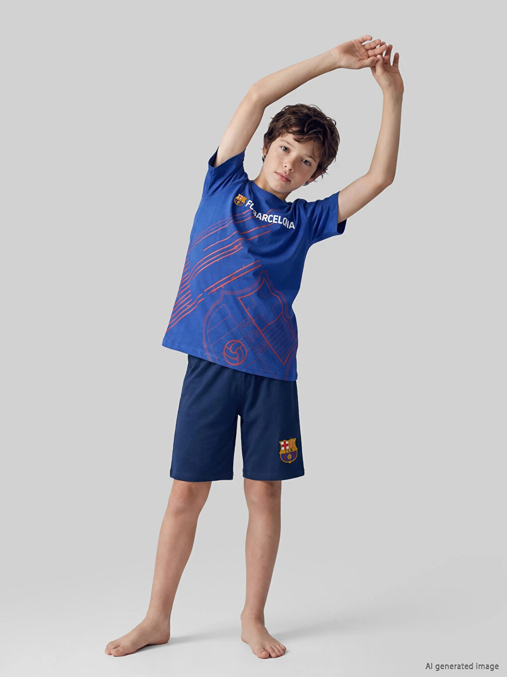 LCW Kids Fc Barcelona Štampani Dečiji Kratki Pidžama Komplet