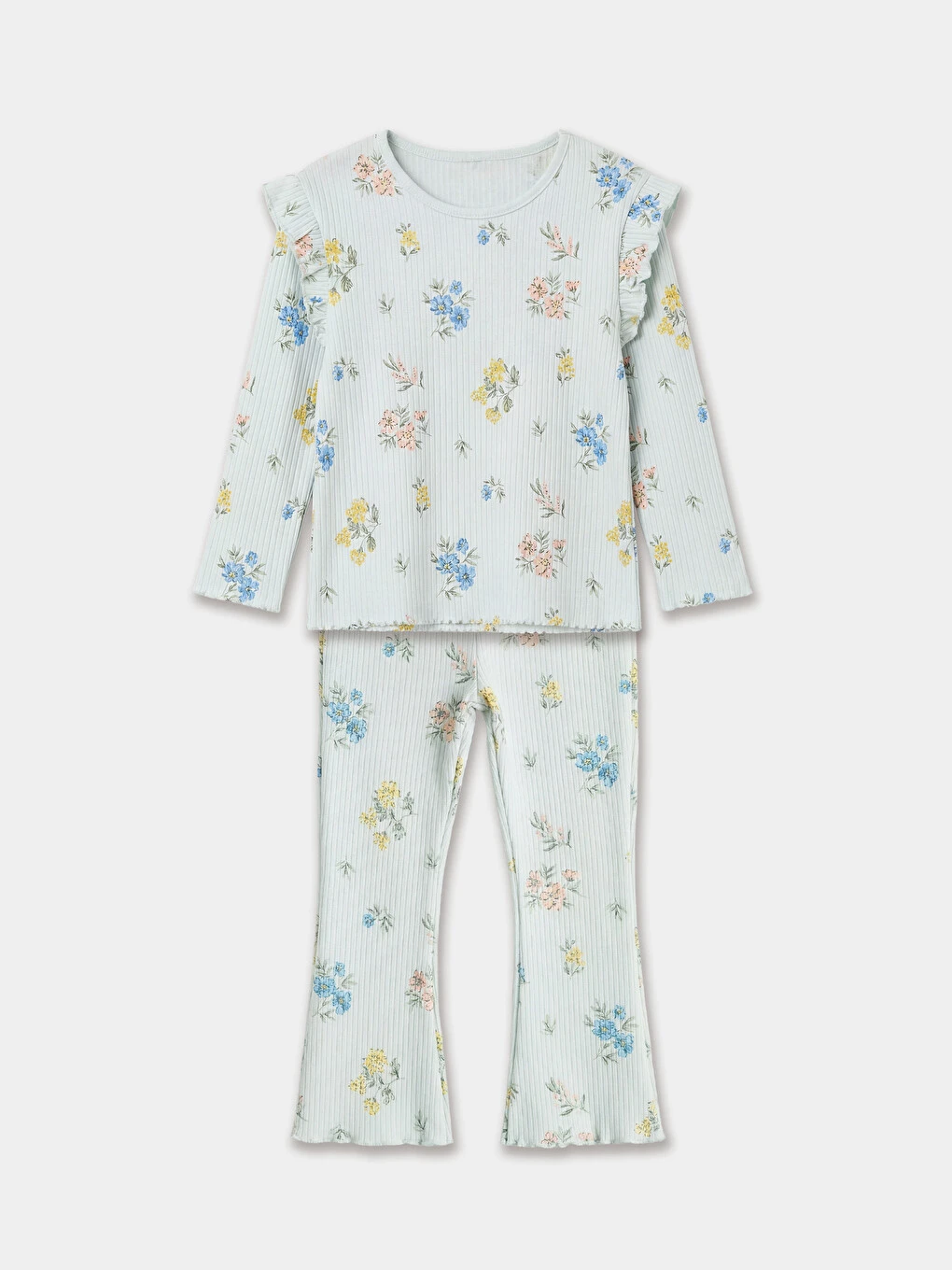 LCW baby Bebi Devojčice Bluza Sa Volanima I Helanke Sa Cvetnim Printom