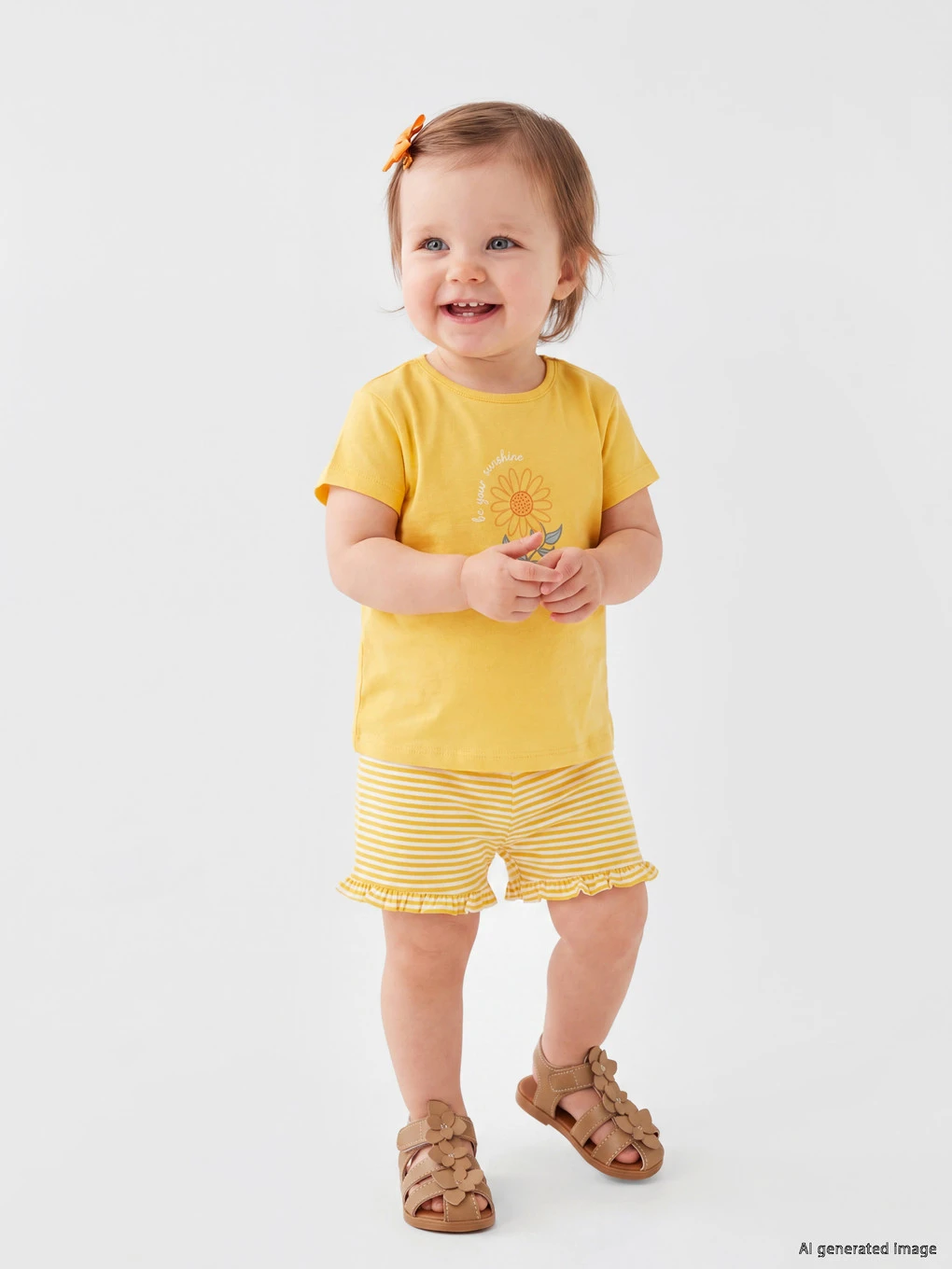 LCW baby Komplet Majica I Šorts Sa Cvetnim Printom Za Bebe Devojčice