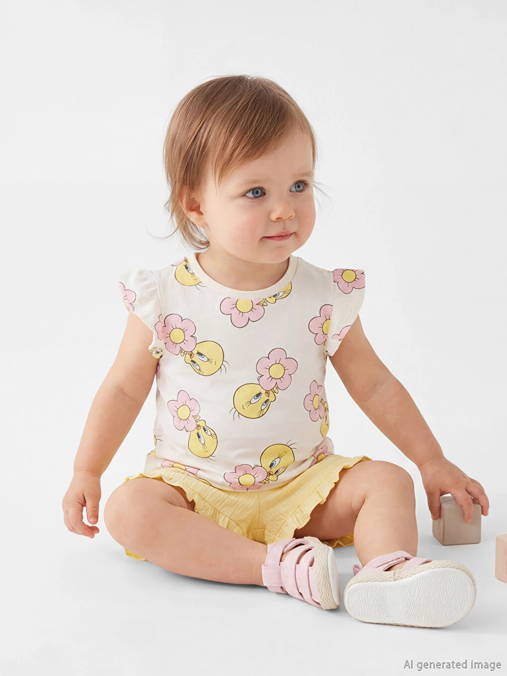 LCW baby Tweety Štampani Šorts I Majica Za Bebe Devojčice