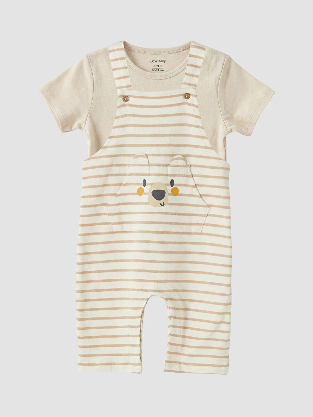 LCW baby Pruge Komplet Dungarees I Majica Za Bebe Dečake