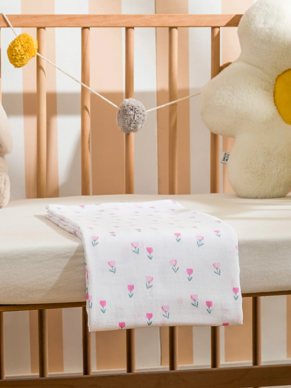 LCW baby Muslin Pelena Za Devojčice Sa Cvetnim Printom, 90x100 Cm