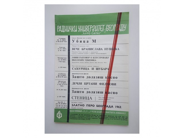 Radnički univerzitet  Beograd program 1963 godina