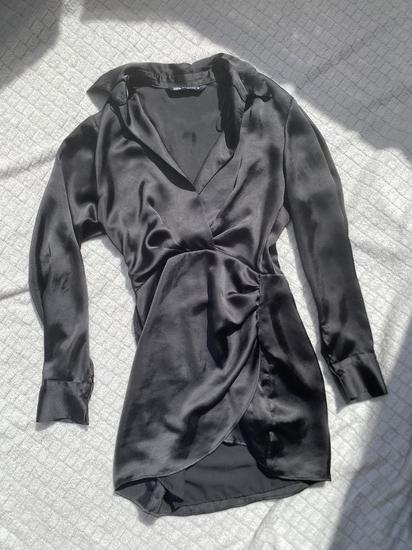 Zara crna saten haljina xs-s