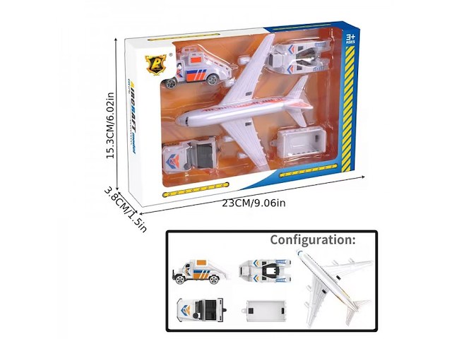 Avion i 3x vozila, aerodromski set