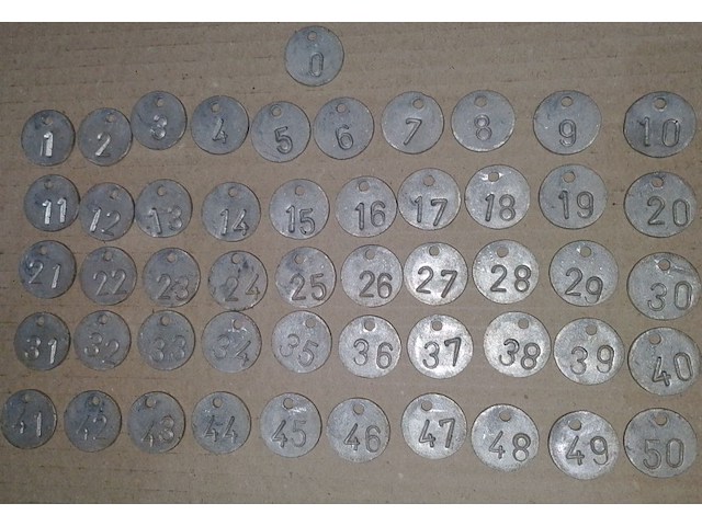 STARI INDUSTRIJSKI ŽETONI -LOT 0-50 ( 51 KOMAD)
