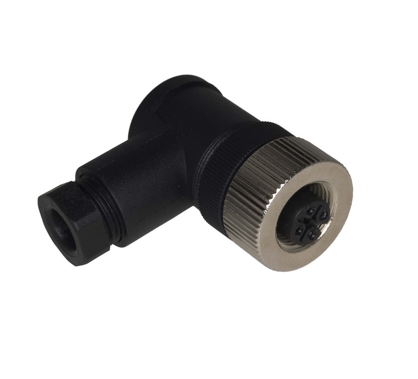 M12 Ženski Konektor 3-polni, Ugaoni 90°, PG7, 4A/250V