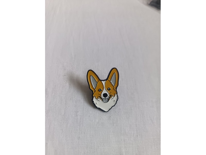 Korgi portret (Corgi) - broš za odeću ili torbu