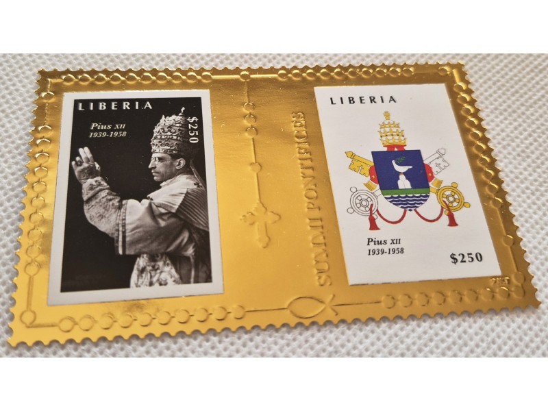Liberia 2010. Pape XX. veka: Pius XII, 24K pozlata