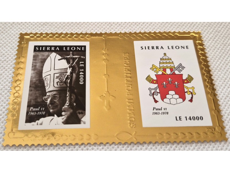 Sierra Leone 2010. Pape XX. veka: PauI VI, 24K pozlata
