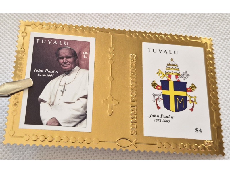 Tuvalu 2010. Pape XX. veka: J.Paul II, 24K pozlata