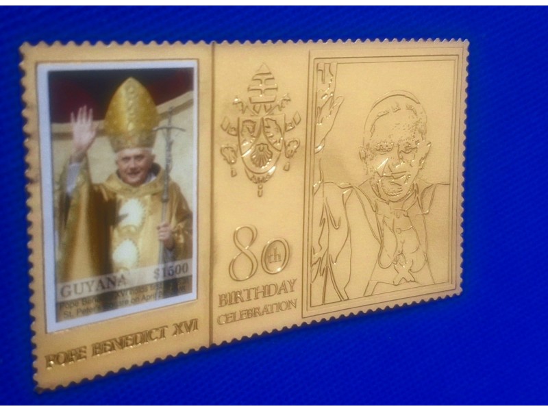 Guyana 2007. Pape XX. veka: Benedict XVI, 24K pozlata