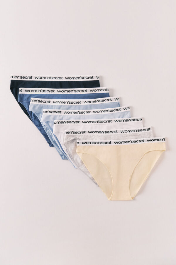 7er-Pack klassische Baumwollslips einfarbig mit Logo