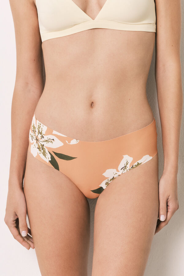 Oranger Brazilian-Slip mit Clean-Cut-Blumenmuster