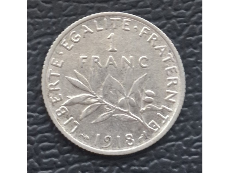 1 Franak 1918. Francuska, srebro 5 gr