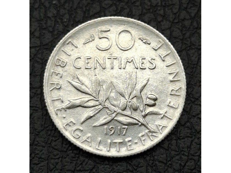 50 centi 1917. Francuska, srebro 2,5 gr