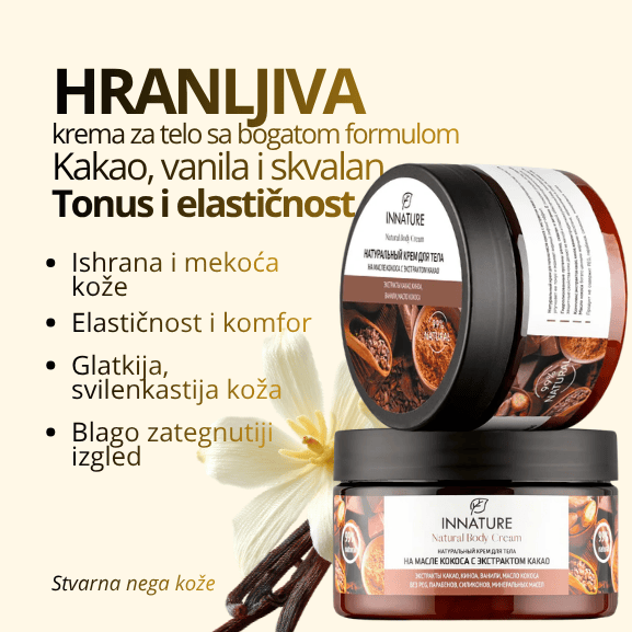 INNATURE Hranljiva krema za telo — kakao, vanila 250 ml