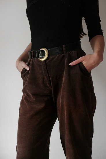 Braon šumske pantalone od somota