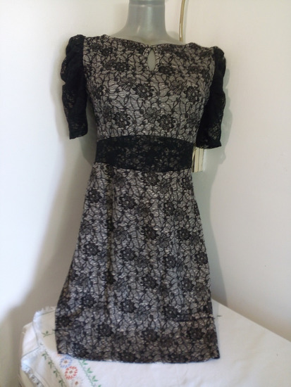 EFFE crno srebrna cipka haljina M/L