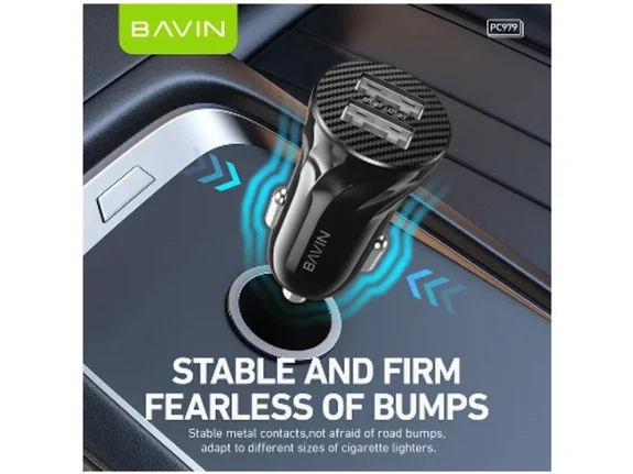 Bavin Auto punjač 2xUSB + kabl Micro