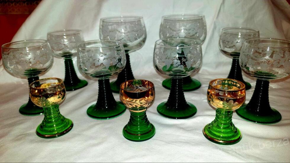 Prelijepi set vintage “Roemer” čaša za vino i liker 11 komada