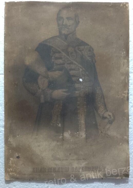 Miloš Obrenović, litografija, oko 1860. pogled u desno